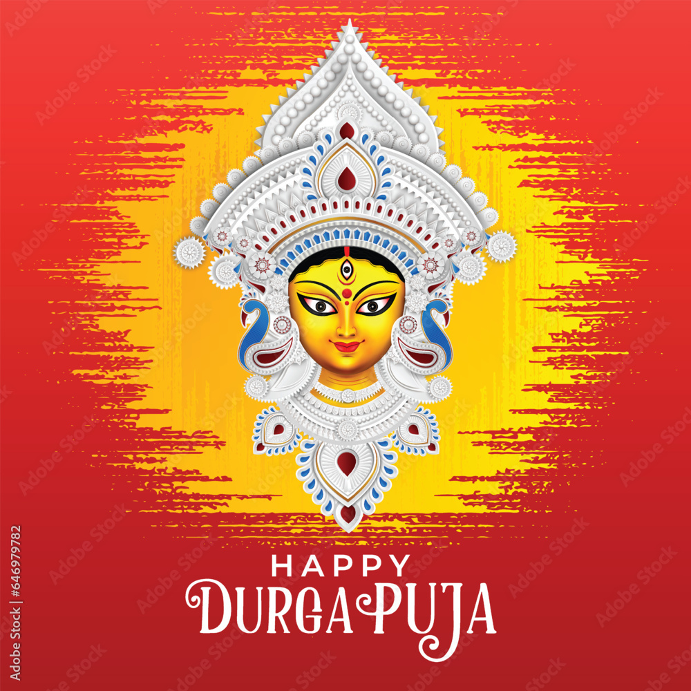 indian festival happy durga puja creative banner background design with ...