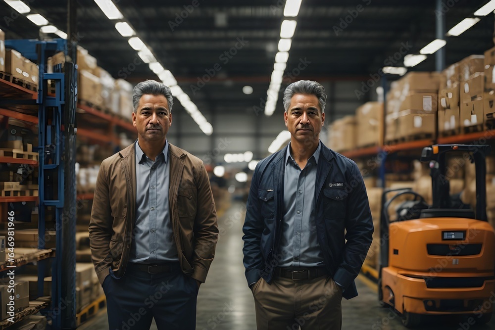 Managers in Professional Attire Supervising Efficient Warehouse Team ...