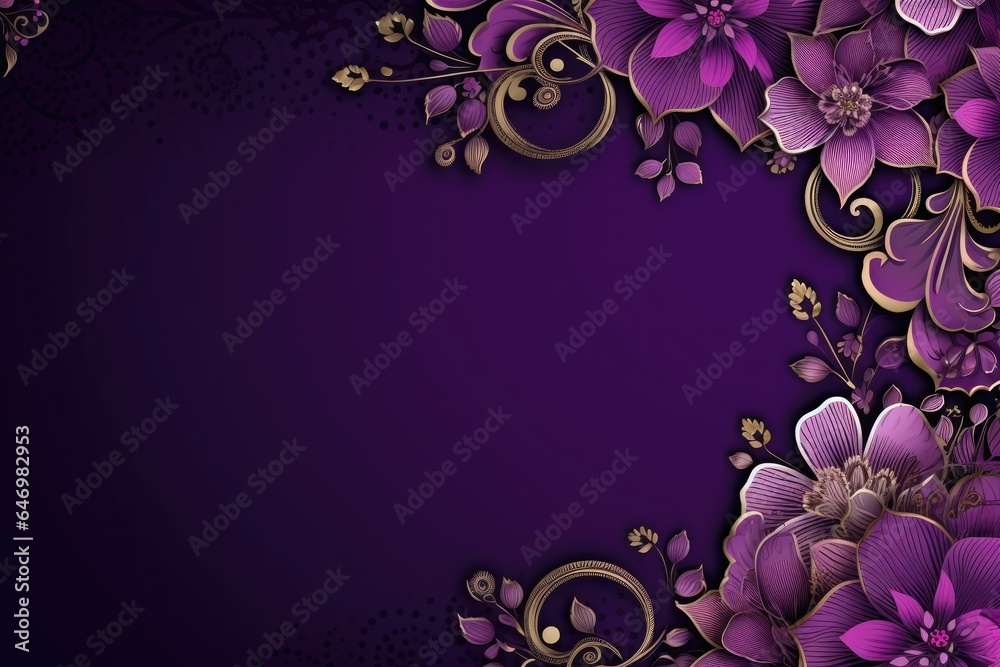 Majestic Indian wedding card scenery, royal purple theme, regal ornaments. Stock Illustration ...