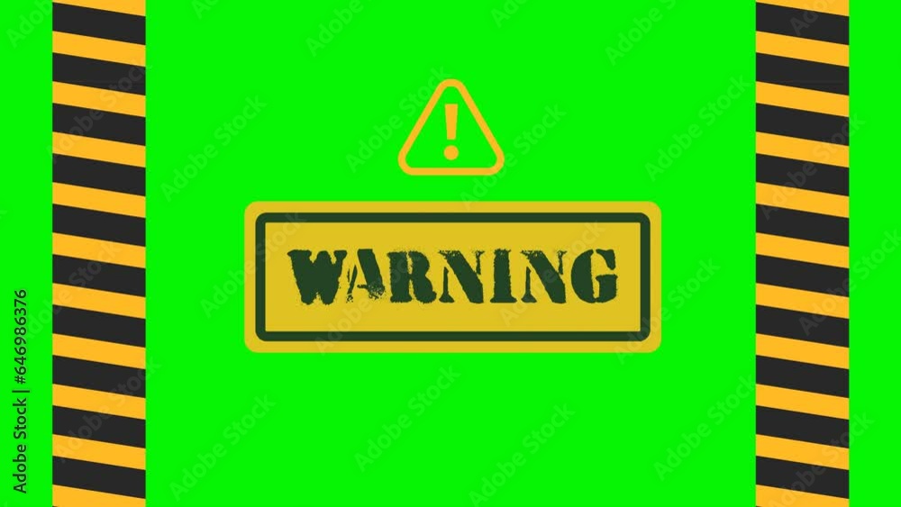 4k Animation, Footage, Video of Warning Sign, Attention, Warn on Green ...