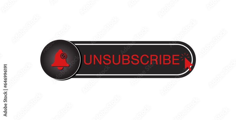 Black red colored 3d unsubscribe button with text, alarm ring vector ...