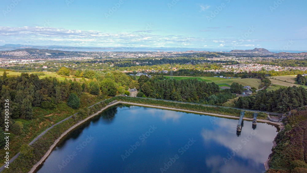 Scottish countryside - Reservoir Torduff and Edinburgh view from the ...