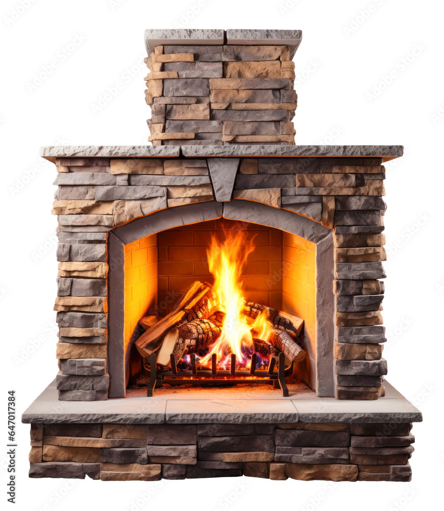 Outdoor Fireplace Isolated on Transparent Background Stock Illustration ...