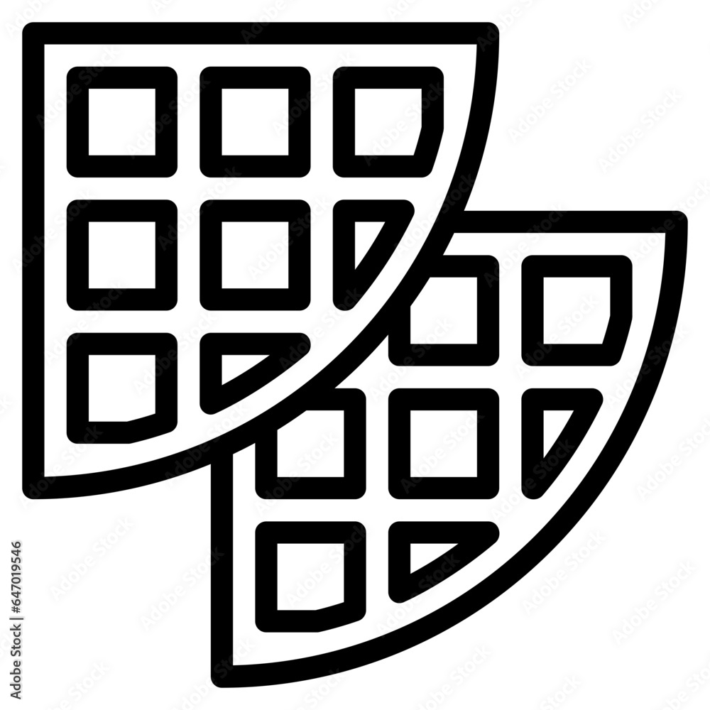 waffle icon in line style isolated on transparent background. Fastfood ...