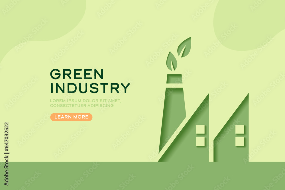 Green industry, 3D symbol paper art style. Renewable energy and ...