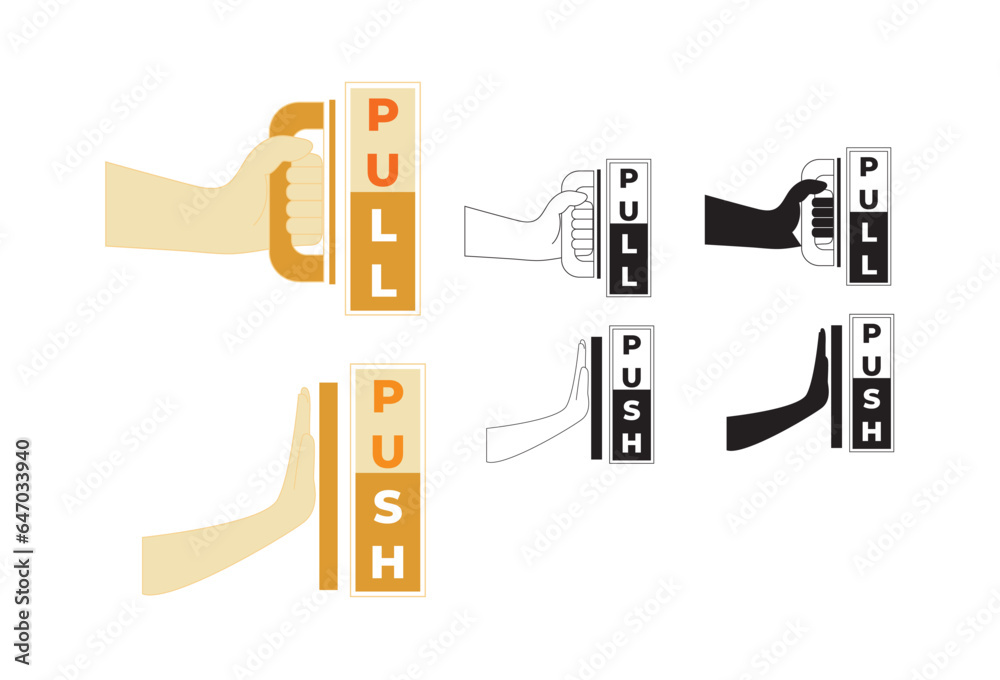 The collection presents a set of door signs featuring the Push and Pull ...