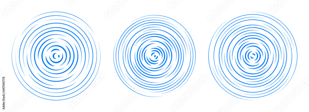 Blue Concentric Circle Segments Set Rippled Round Patten Background Water Or Sound Wave Rings