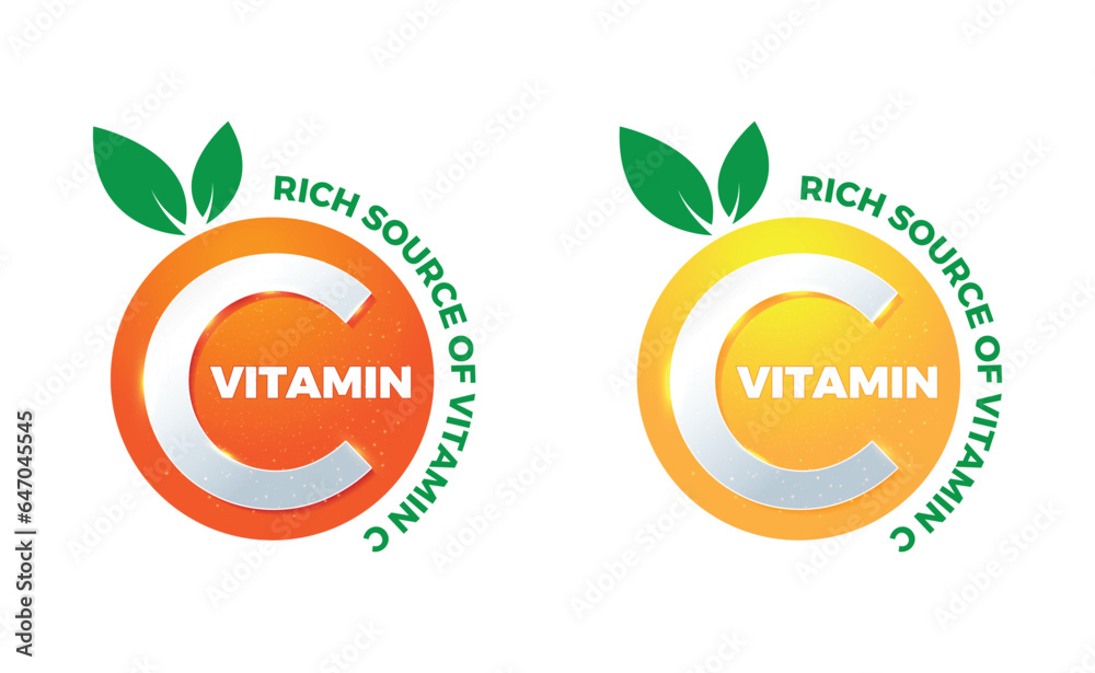 rich source of vitamin c, logo, icon, sticker, label, packaging design ...