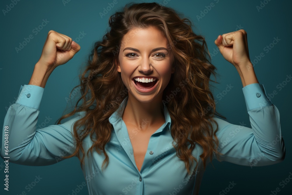 Determined woman in a power pose exuding strength and resilience ...