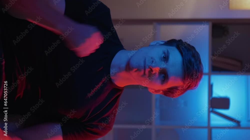 Vertical video. Yes gesture. Powerful man. Successful achievement ...