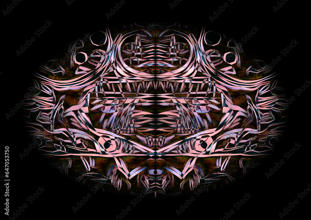 embossed detailed creative elliptical design glowing on a black ...