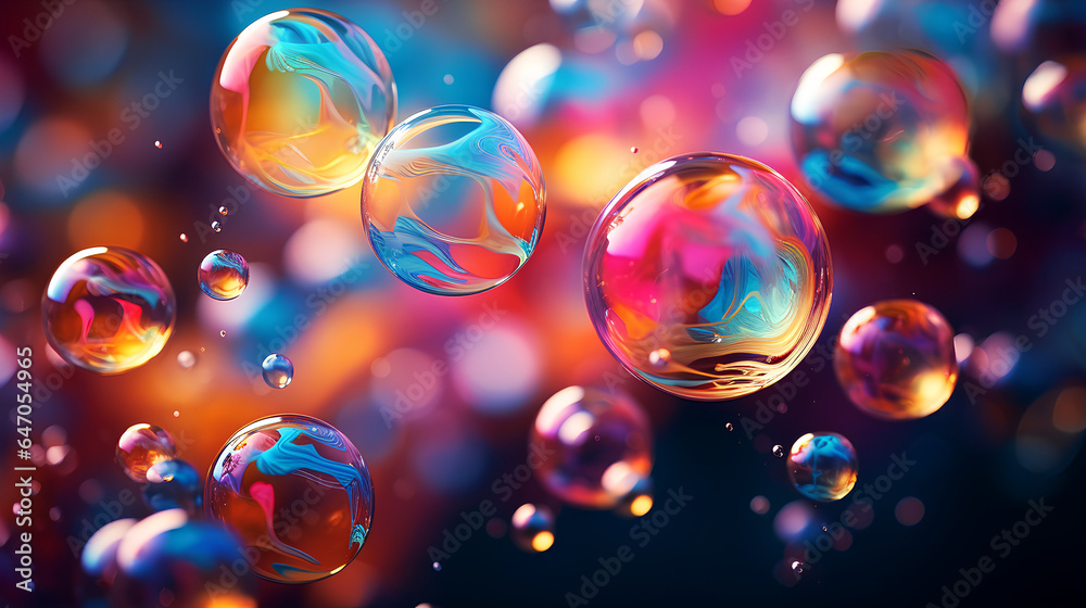 abstract pc desktop wallpaper background with flying bubbles on a ...