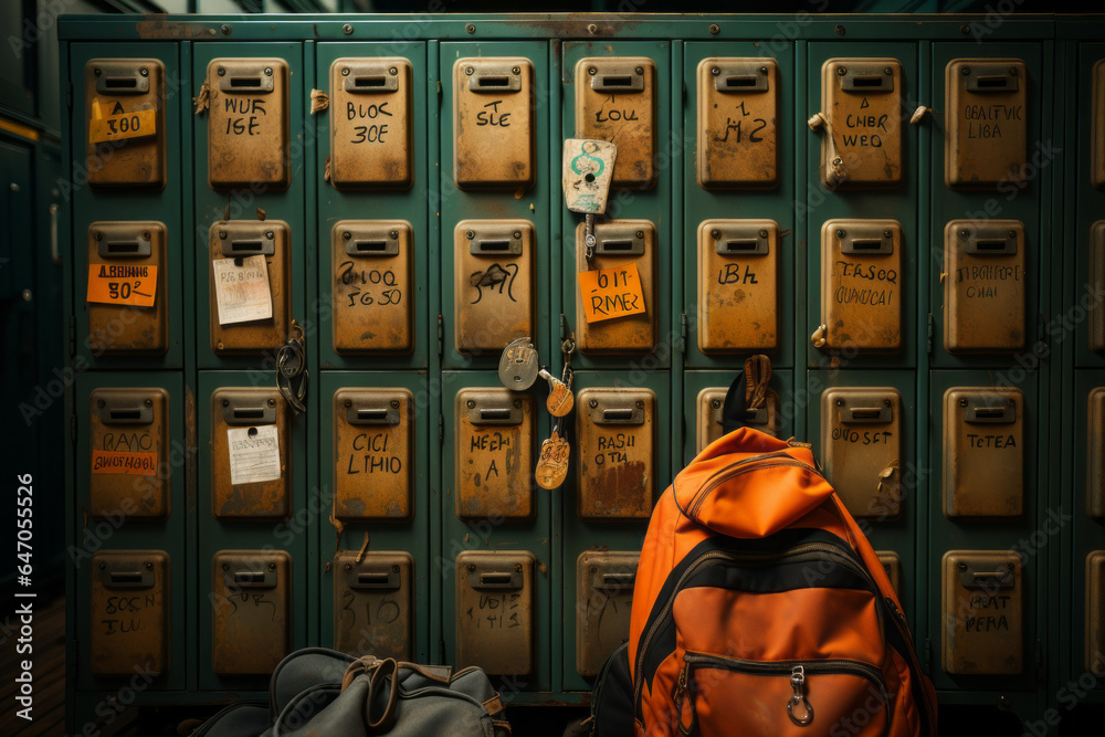 Locker labeled with a student's name, ready for a new school year ...