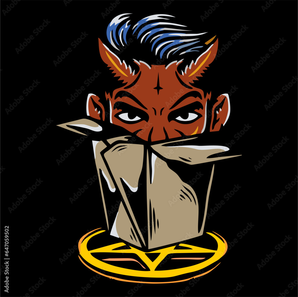 vector artwork illustration tracing of devil box and pentagram symbol ...