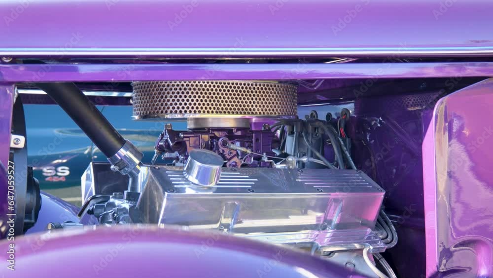 Muscle Car Hot Rod V8, Classic Car, Engine Chrome, American Car Stock ...