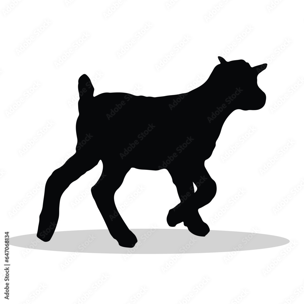Vetor de Baby goat Silhouette, cute Baby goat Vector Silhouette, Cute ...