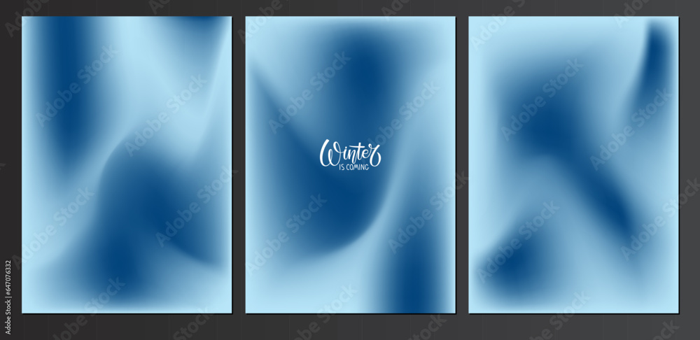 Blue backgrounds. Three blue background set. Abstract gradient blurred ...