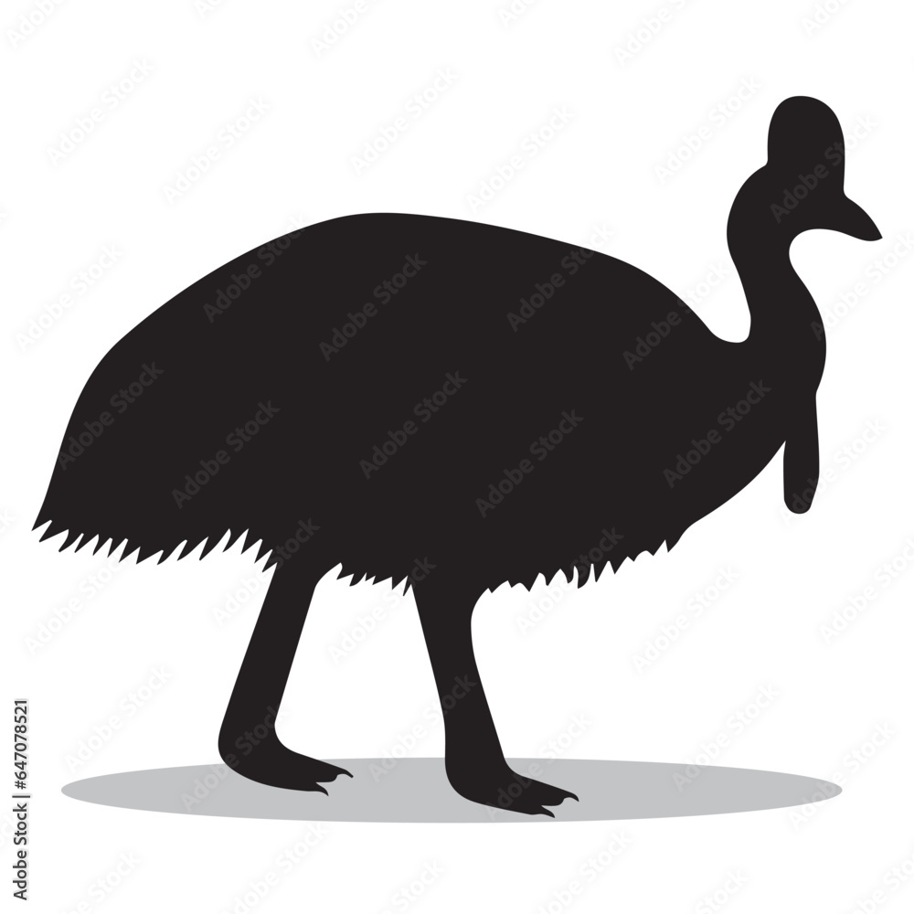 Vetor do Stock: Cassowary Silhouette, cute Cassowary Vector Silhouette ...