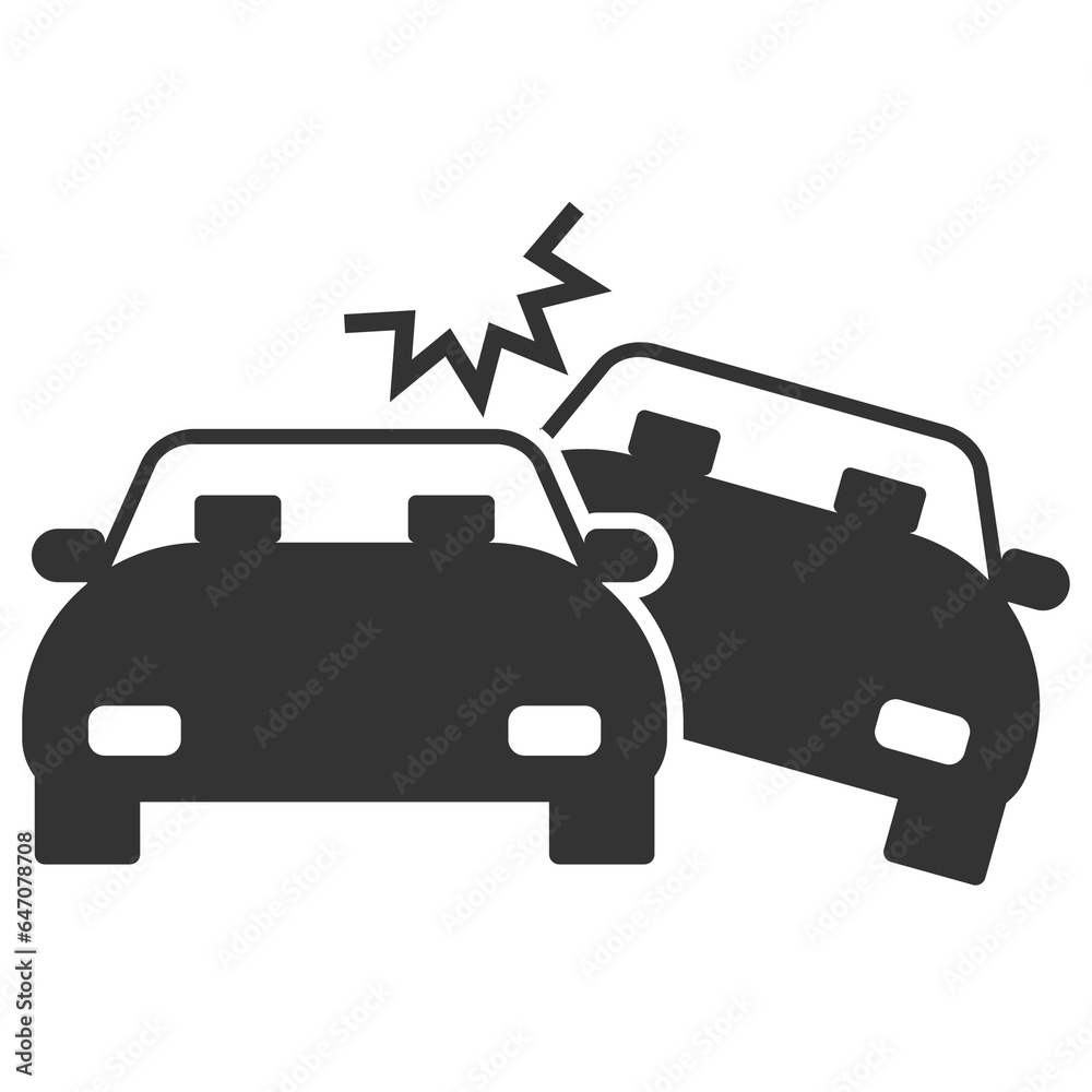Vector illustration of car crash icon in dark color and transparent ...