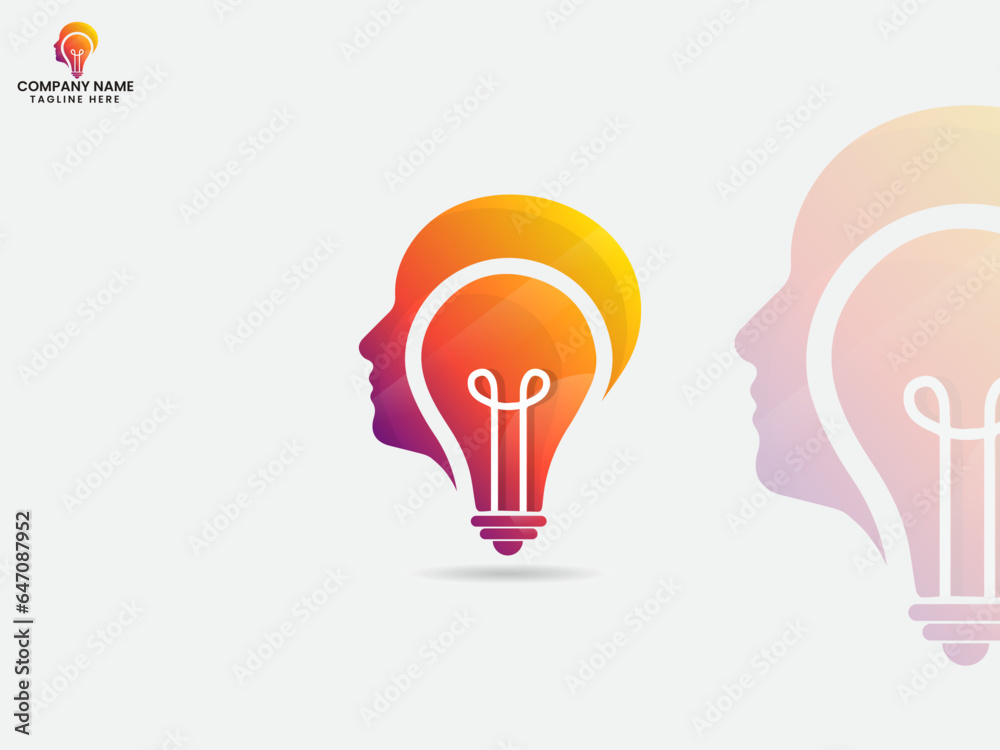 Smart mind logo design. Smart brain. Human. Head. Bulb. Smart head ...
