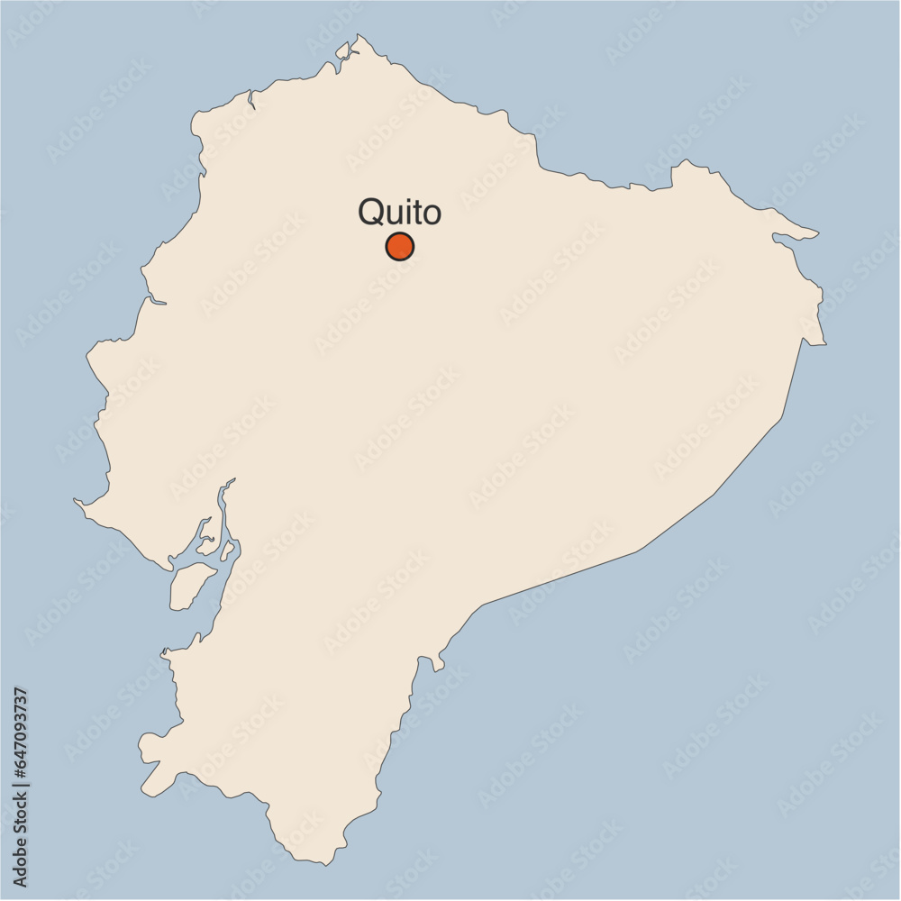 Map of Ecuador and its capital city of Quito on beige Stock Vector ...