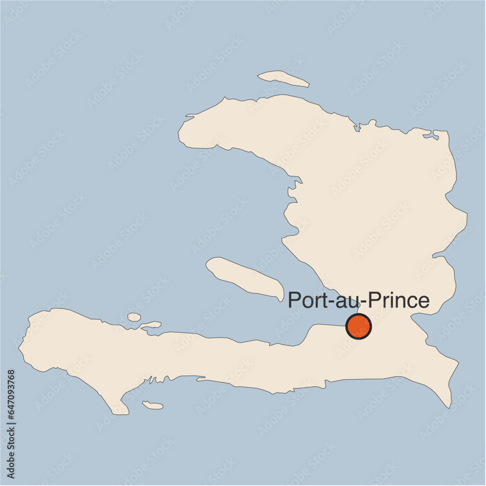 Map of Haiti and its capital city of Port-au-Prince on beige Stock ...