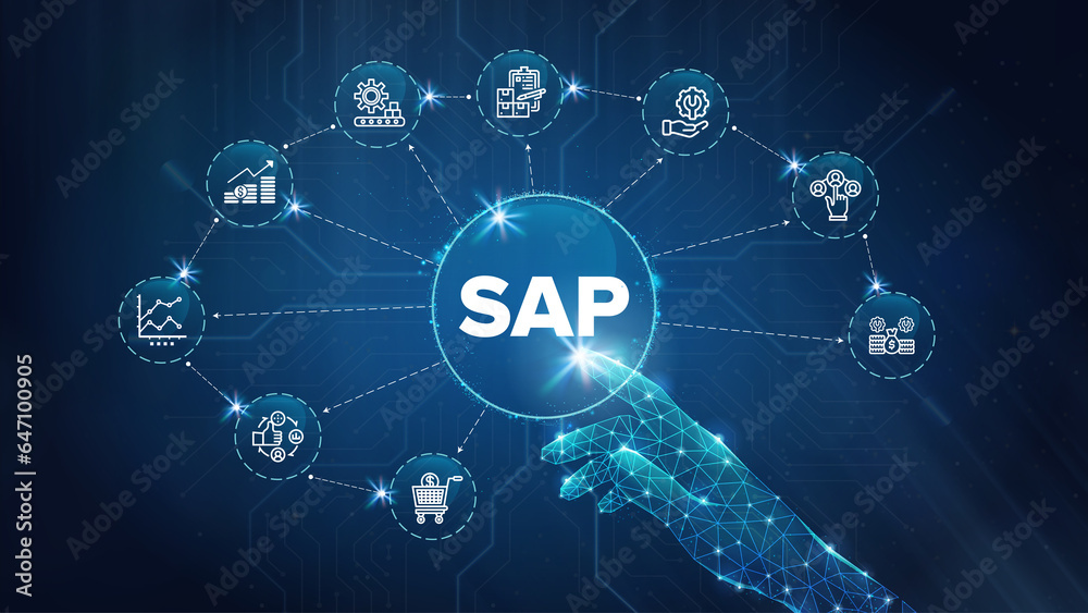 Sap System Software Automation Enterprise Resource Planning Erp Construction Concept On