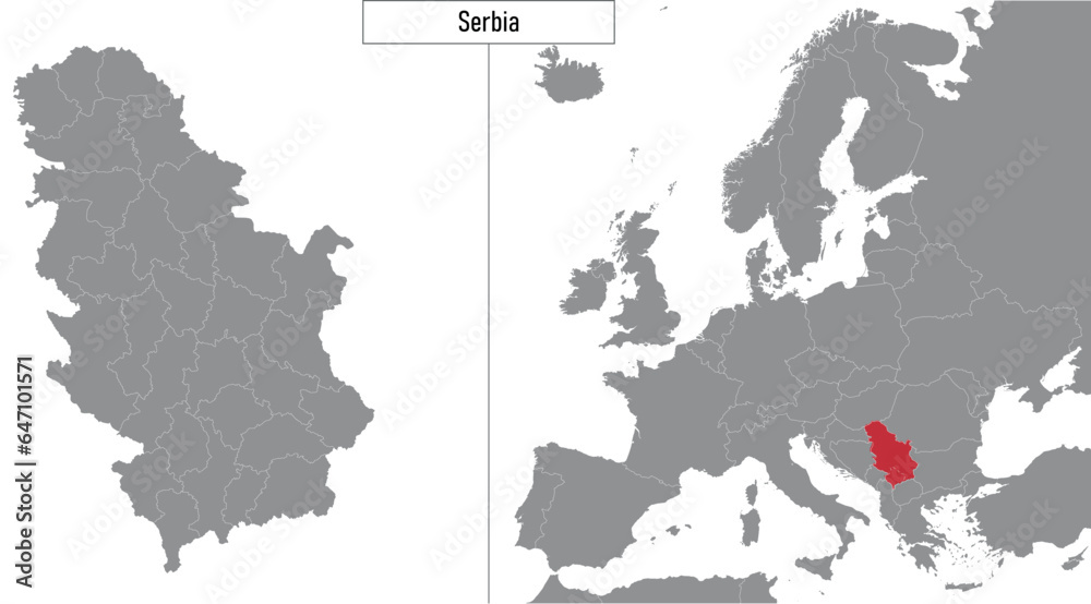map of Serbia and location on Europe map Stock Vector | Adobe Stock