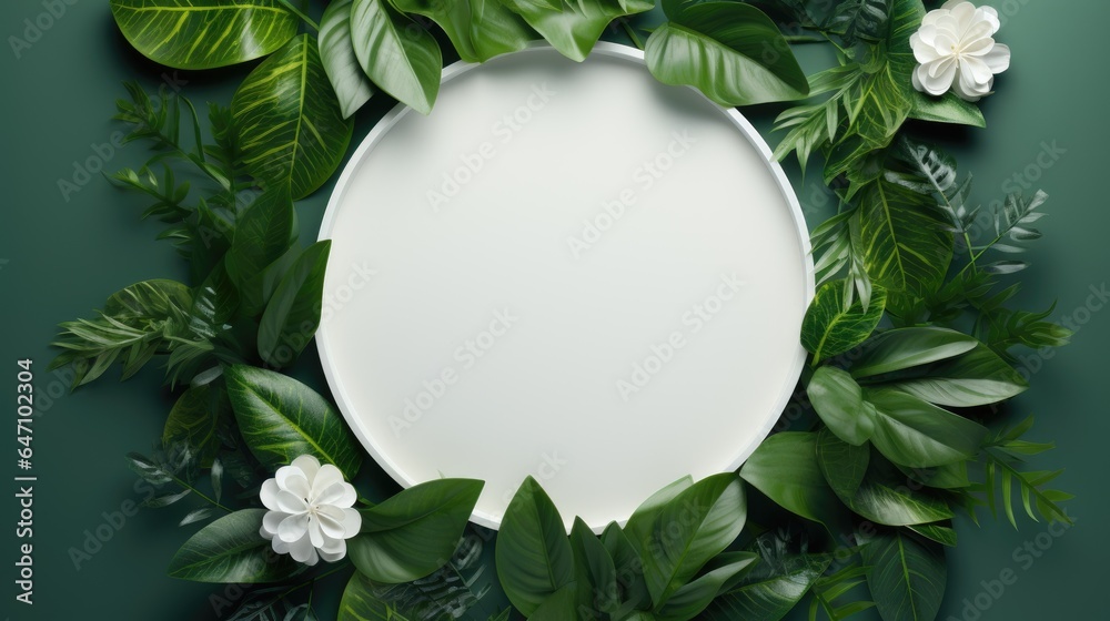 Framework for photo or congratulation, creative layout green leaves ...