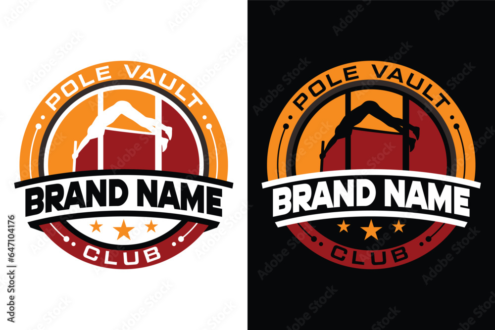 simple illustration of a pole vaulter emblem logo design Stock Vector ...