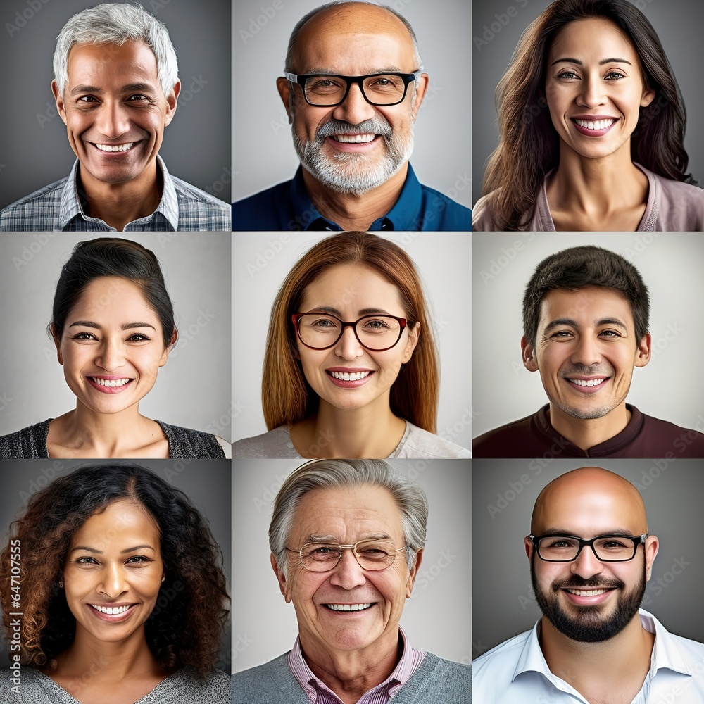 Many happy diverse ethnicity different young and old people group ...