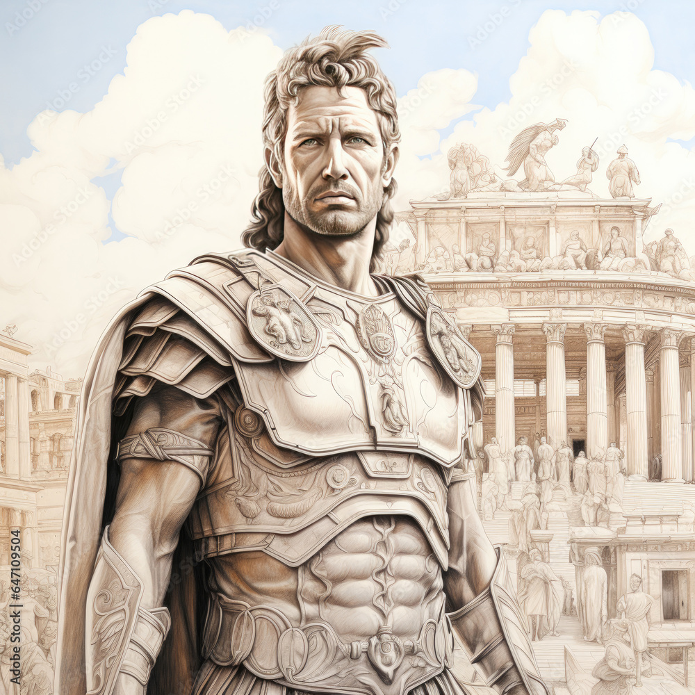 Coloring page with a Roman Legionary Praetorian Guard, Generative AI ...