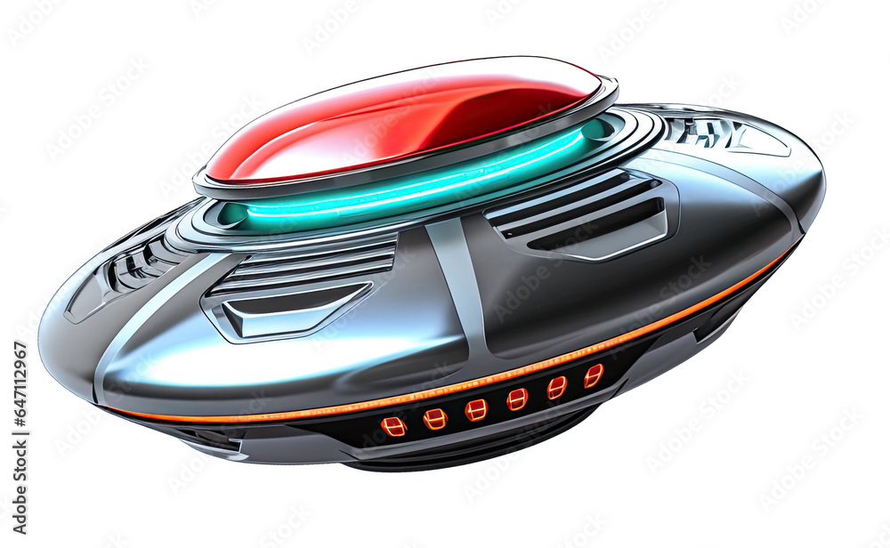 UFO vector icon 3d shiny modern cartoon style isolated transparent ...