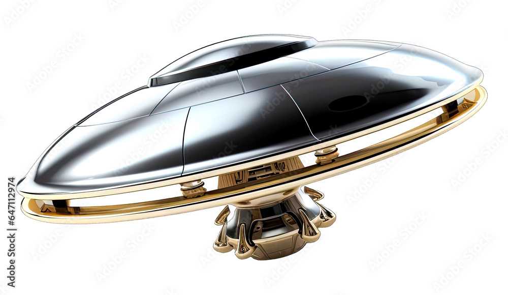 UFO vector icon 3d shiny modern cartoon style isolated transparent ...