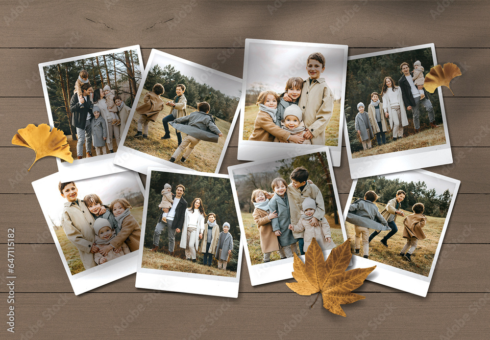 Autumn Fall Photo Collage Mockup Layout Stock Template | Adobe Stock