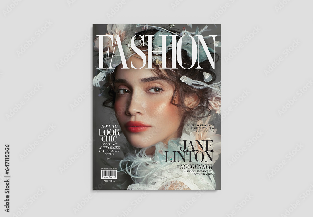 Fashion Magazine Cover Layout in Luxury and Elegant Style Stock ...