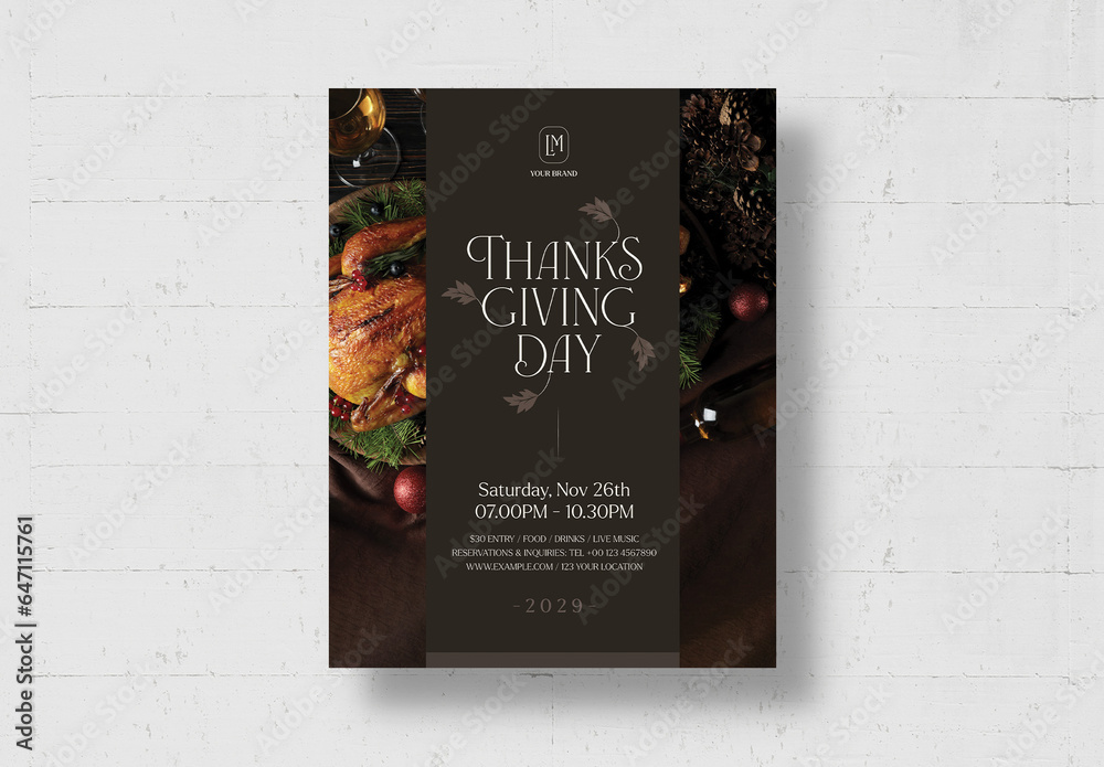 Thanksgiving Flyer Layout in Modern Rustic Style Stock Template | Adobe ...