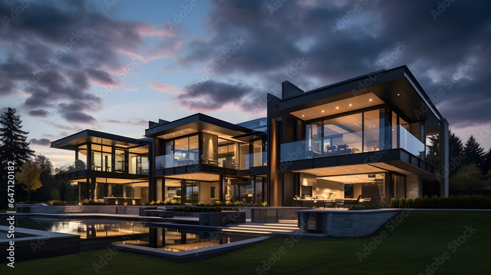 Explore the architectural marvel of a modern home with striking angles ...