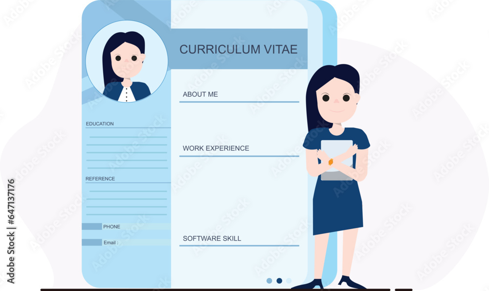 cartoon curriculum vitae, vector of CV, vector resume, illustration ...