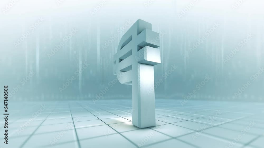 Camera Rotation Around the 3D Peso Symbol In a Futuristic Financial ...