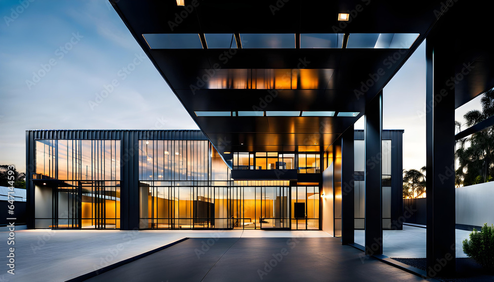 Modern small scale design style office building. Simple exterior and ...