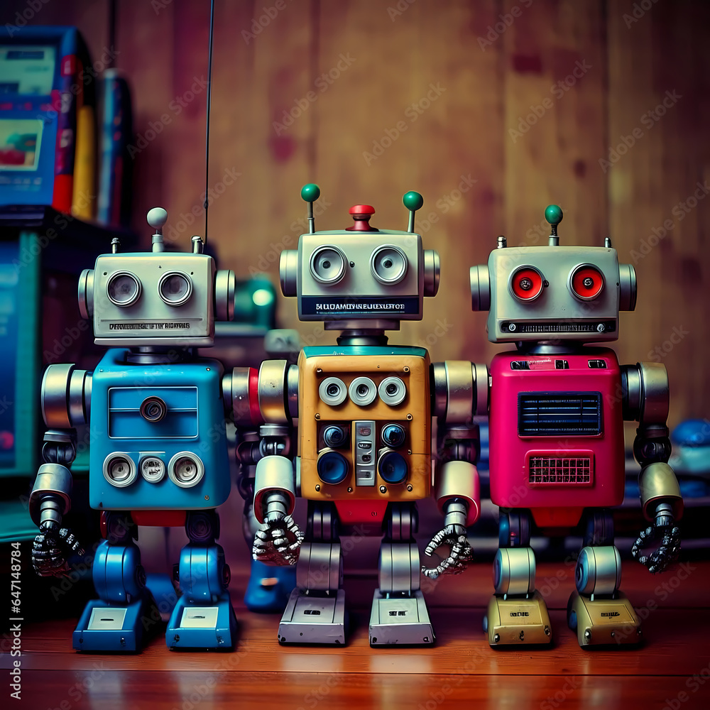 Vintage Futuristic Robots - Nostalgic Art for Collectors and Sci-Fi ...