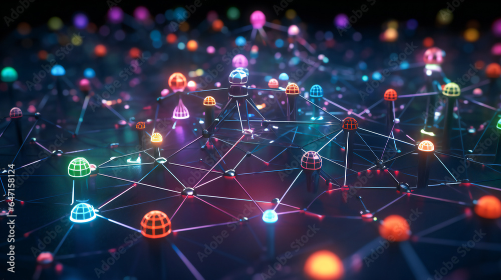 Connected IoT Network. Nodes and Connections Stock Illustration | Adobe ...