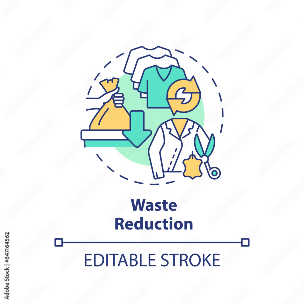 2D editable multicolor icon waste reduction concept, simple isolated ...