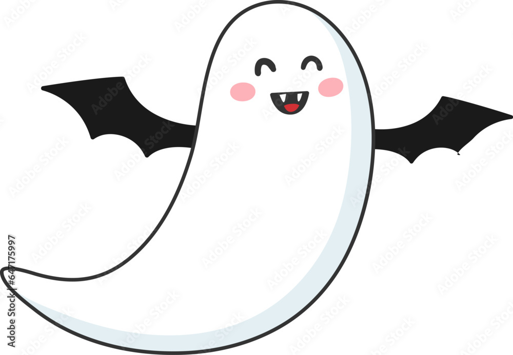 Cartoon kawaii Halloween ghost character. Isolated vector funny spook ...