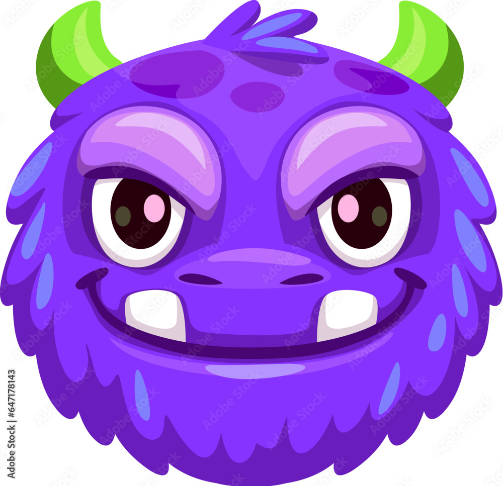 Cartoon halloween monster emoji. Isolated vector funny creature face ...
