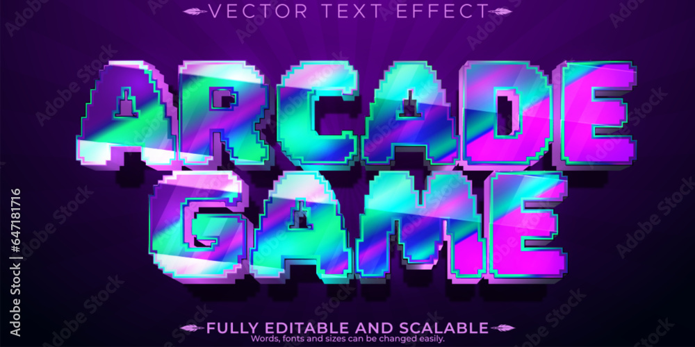 Arcade text effect, editable pixel and retro text style Stock Vector ...