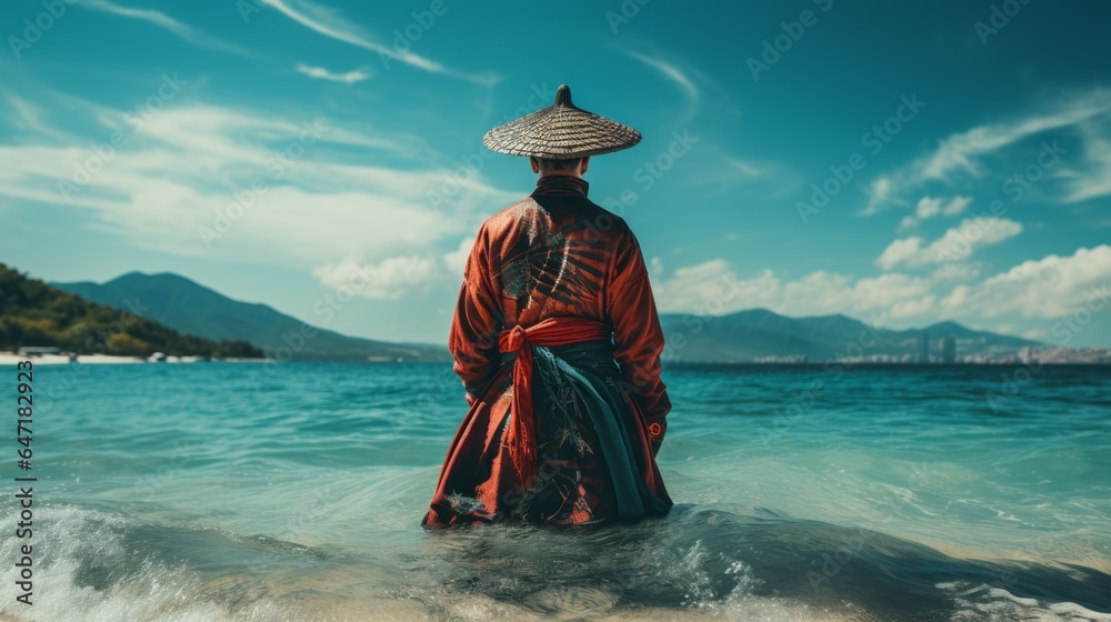 Ronin portrait in traditional clothing. Fictional character. Generative ...