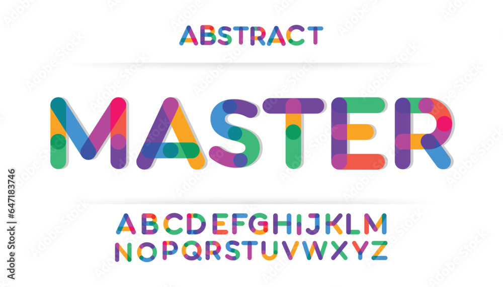 Creative colorful dots alphabet, playful letters, funny festival font ...