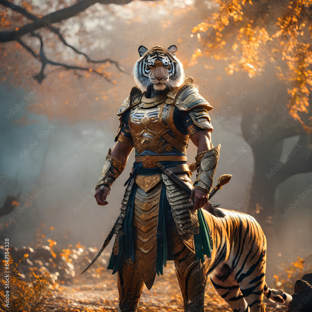 AI Art for Men Fantasy Warrior Series (Tiger Centaur) Stock Illustration | Adobe Stock
